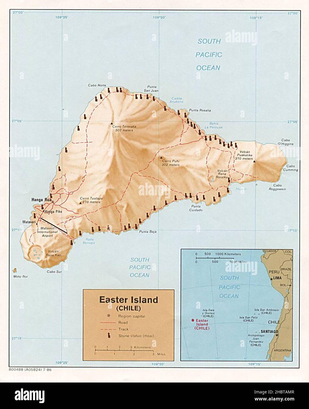 Map of Easter Island ca. 1986 Stock Photo - Alamy