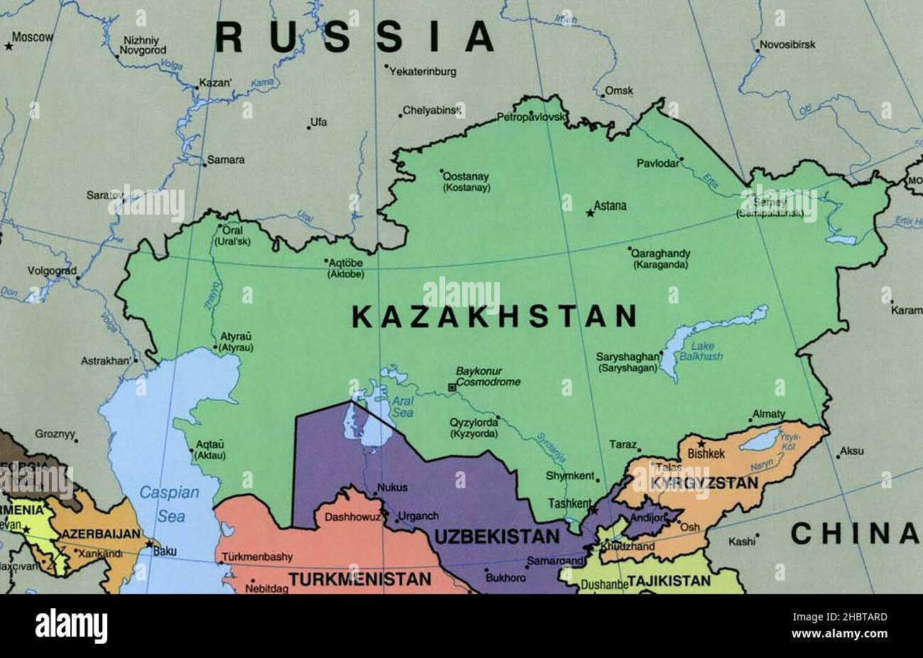 Kazakhstan Political Map ca. 2000 Stock Photo - Alamy