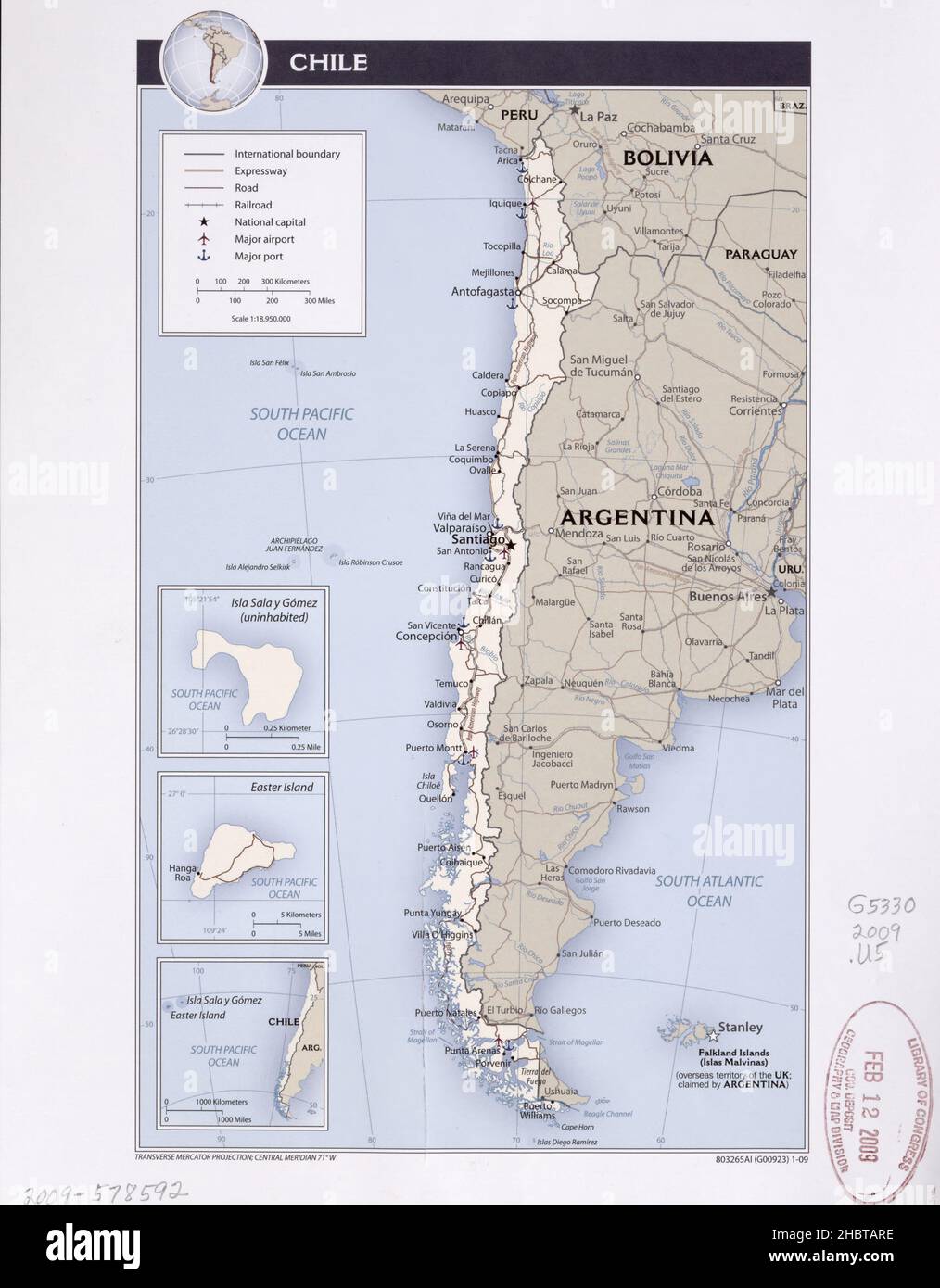 2009 chile map hi-res stock photography and images - Alamy