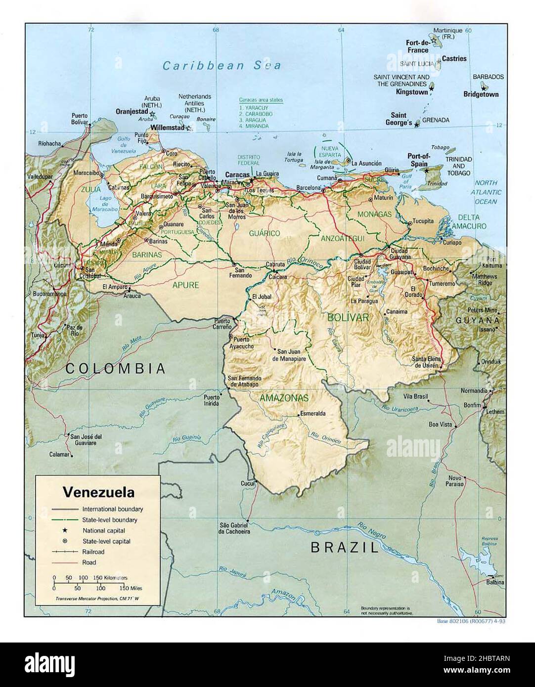 Venezuela relief map (possibly 1993 Stock Photo - Alamy