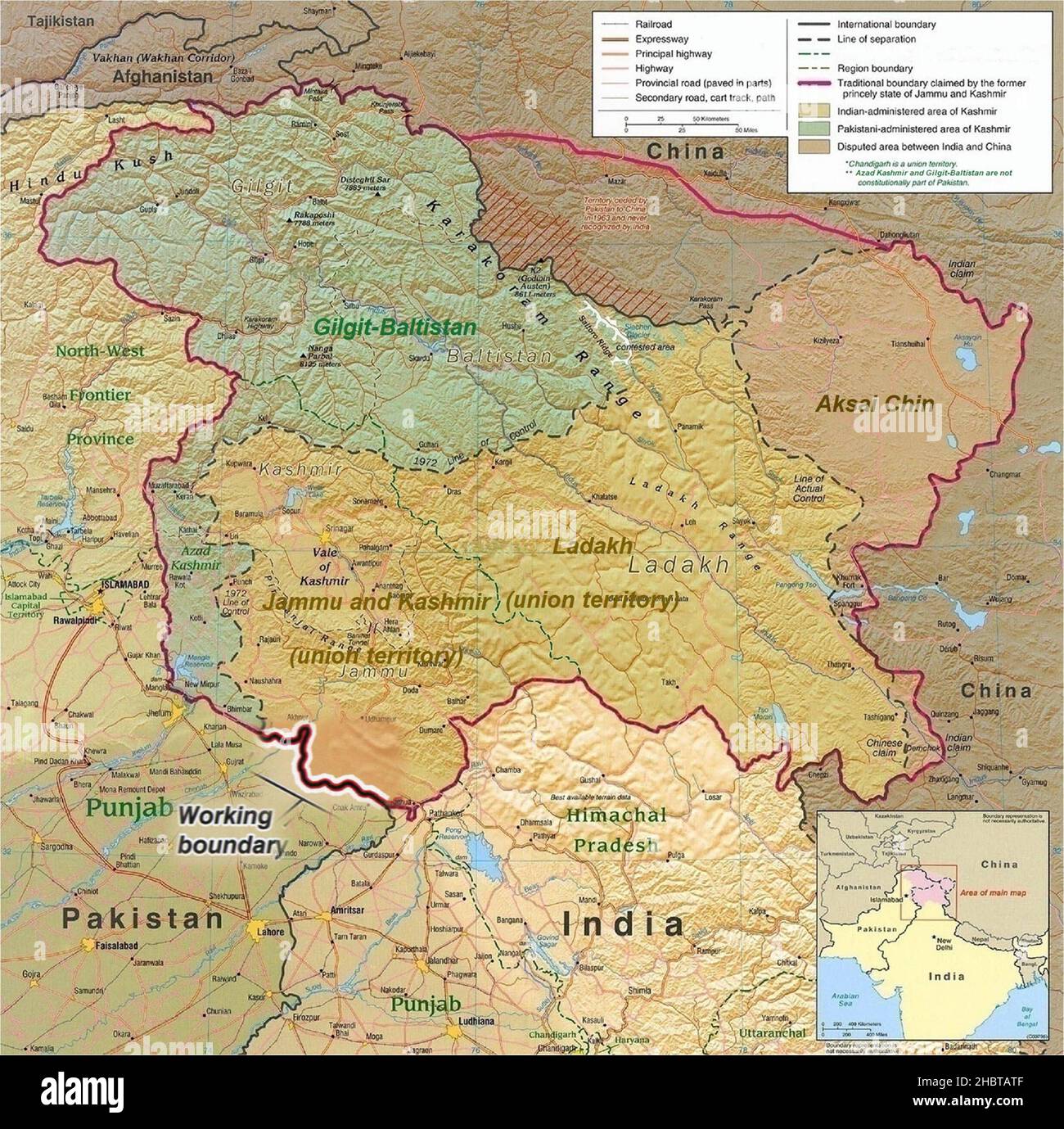 Map of disputed Kashmir region created by the US Central Intelligence ...