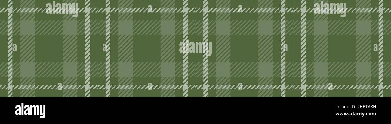 Military green check plaid vector border. Seamless gingham swatch for ...