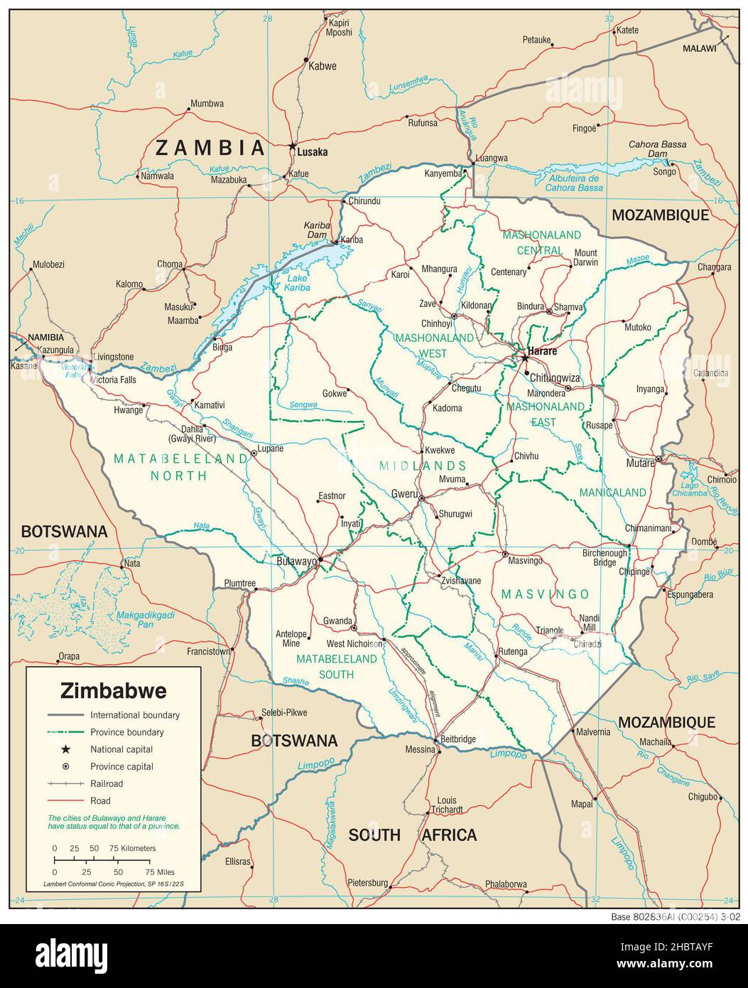 Map of administrative divisions of Zimbabwe, 2002 Stock Photo - Alamy
