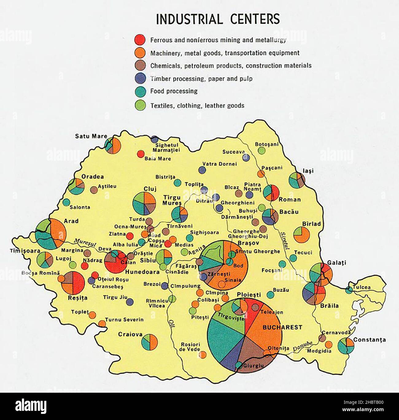 Romania industrial centers map hi-res stock photography and images - Alamy
