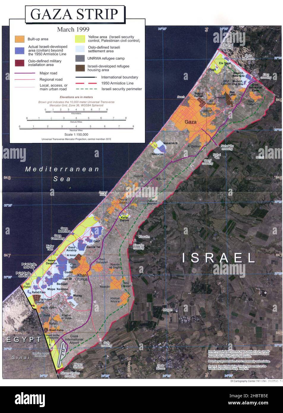 1999 Gaza Strip map Stock Photo - Alamy