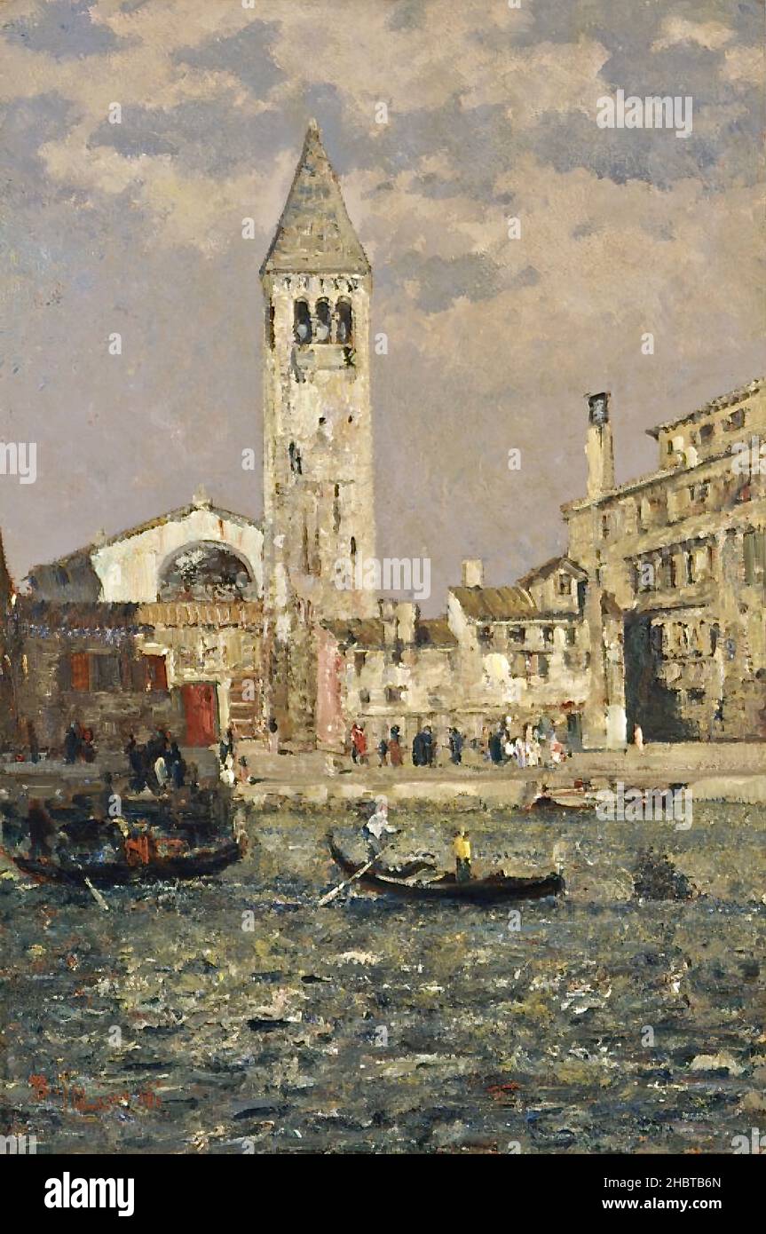 La chiesina di San Samuele Rocca a Venezia - 1910 20 - oil on wood 45 x ...