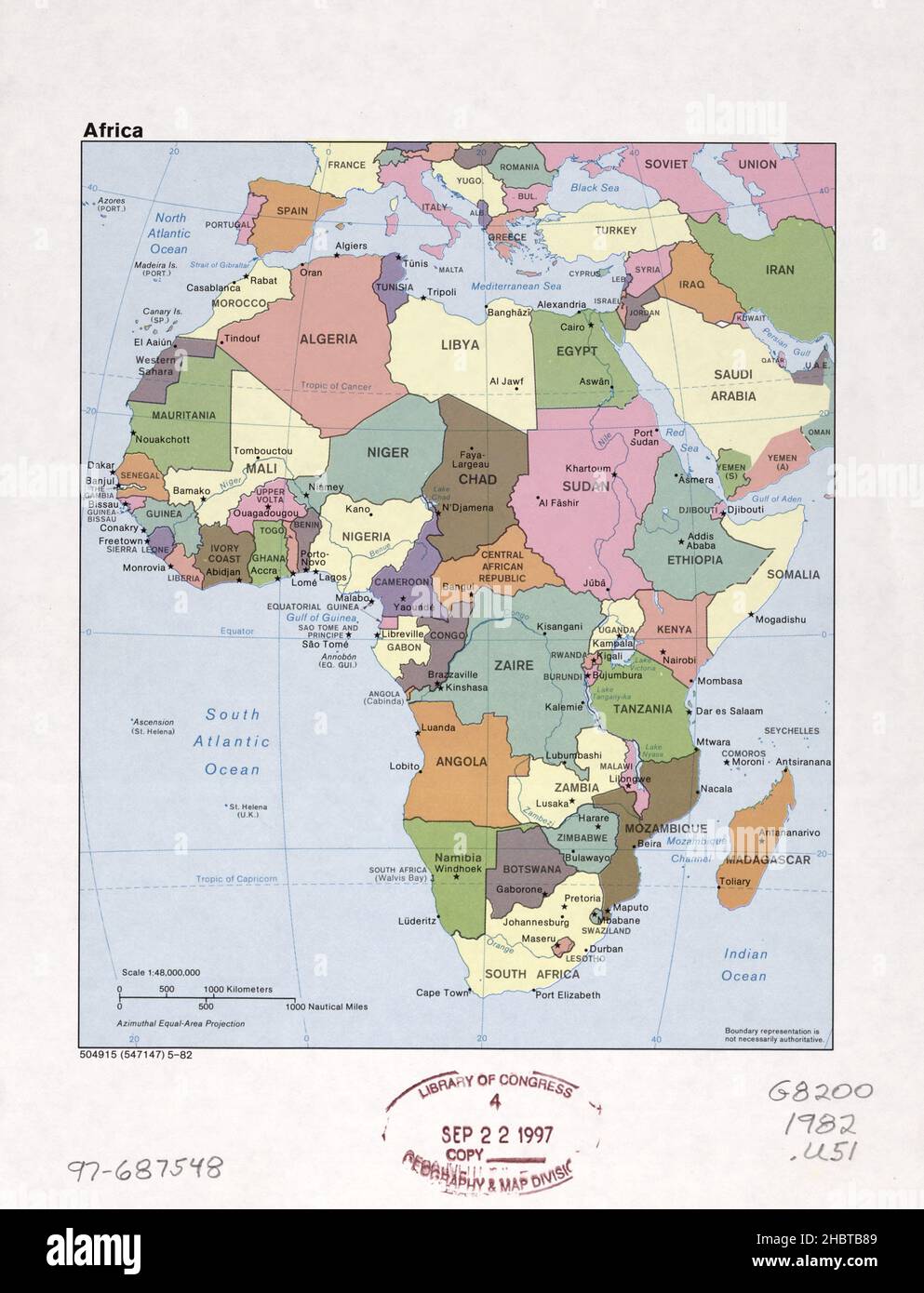 Large Detailed Political Map Of Africa With All Capitals 1982