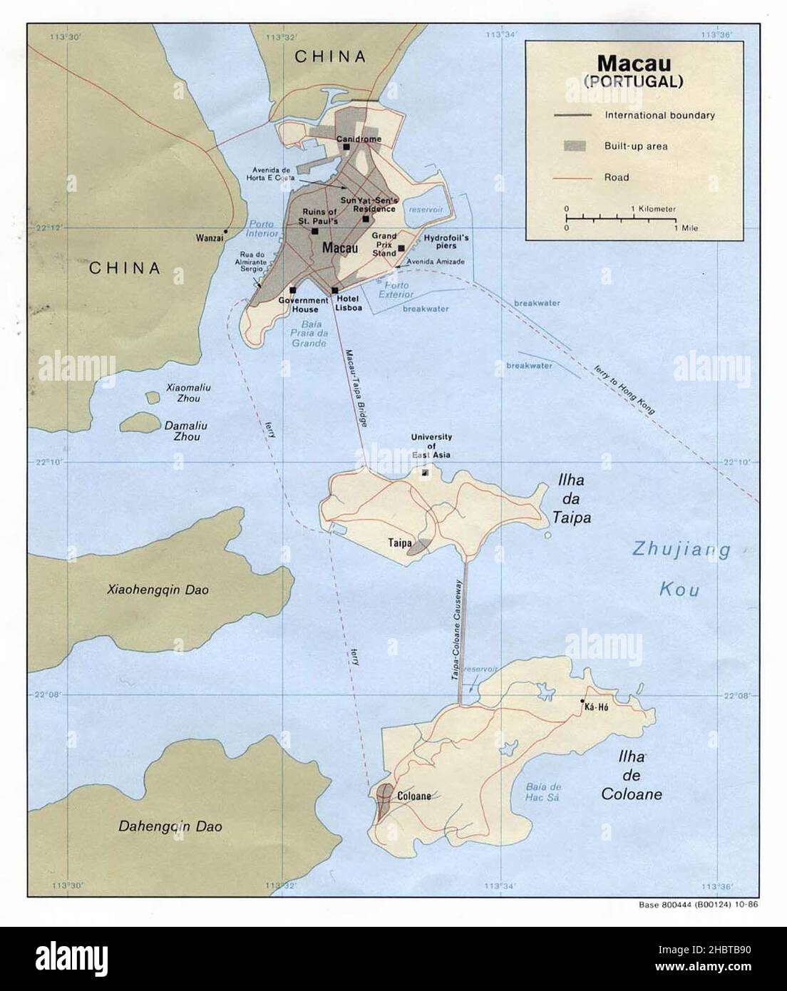 1986 map of macau hi-res stock photography and images - Alamy