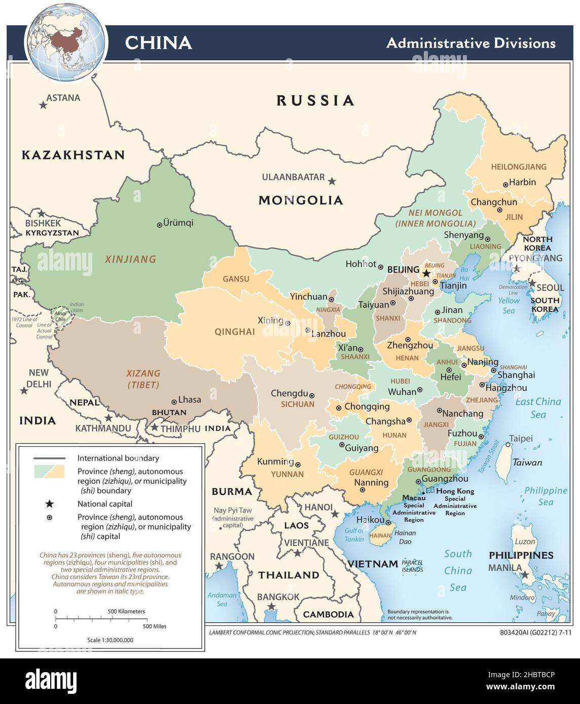 Map of administrative divisions of China, 2011 Stock Photo - Alamy