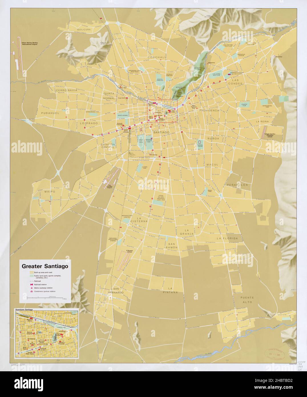 1987 santiago map hi-res stock photography and images - Alamy