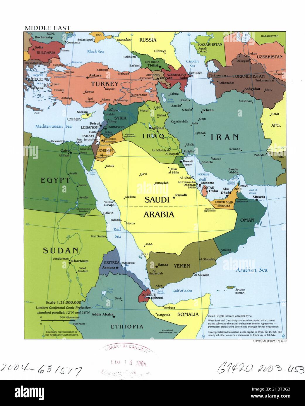 CIA Map of Middle East ca. 2003 Stock Photo - Alamy