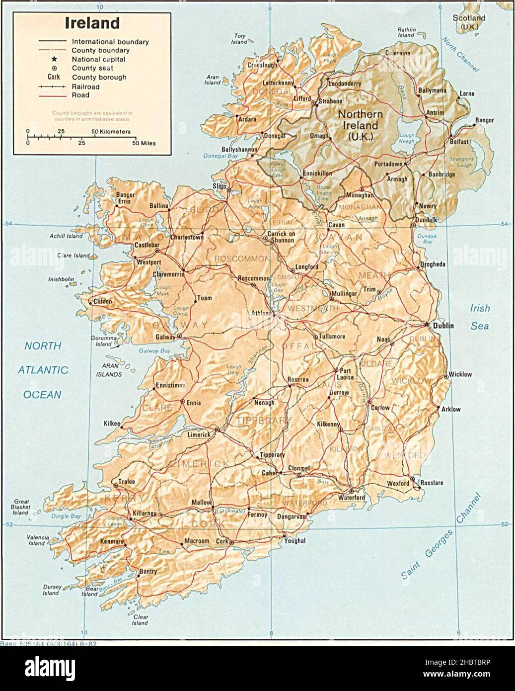 Map of Ireland (Shaded Relief Stock Photo - Alamy