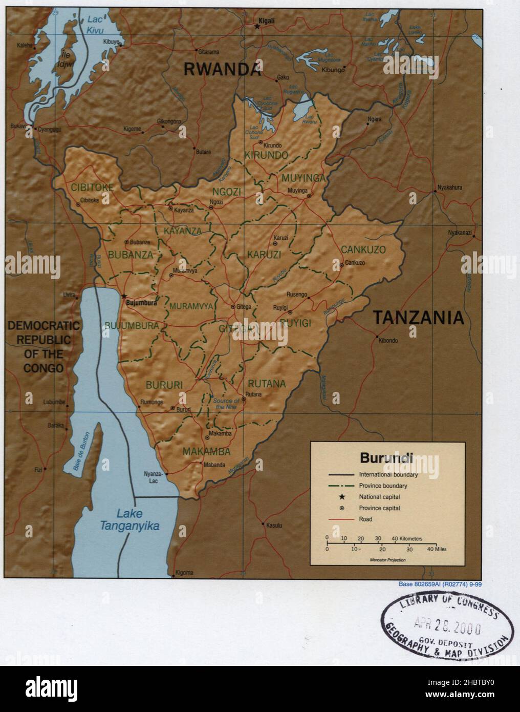 1999 map of burundi hi-res stock photography and images - Alamy