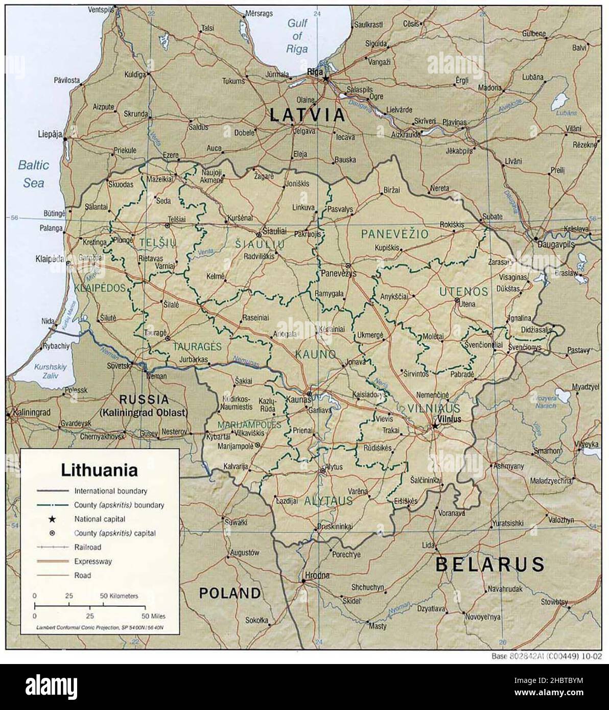 2002 lithuania relief map hi-res stock photography and images - Alamy