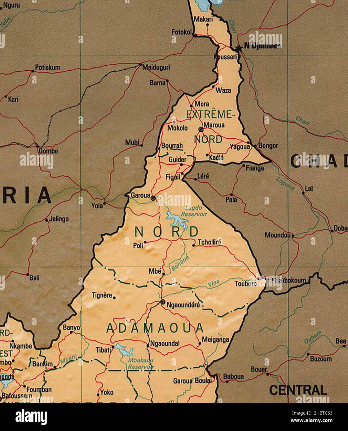 Map showing Lagdo Reservoir in Cameroon ca. 1998 Stock Photo - Alamy