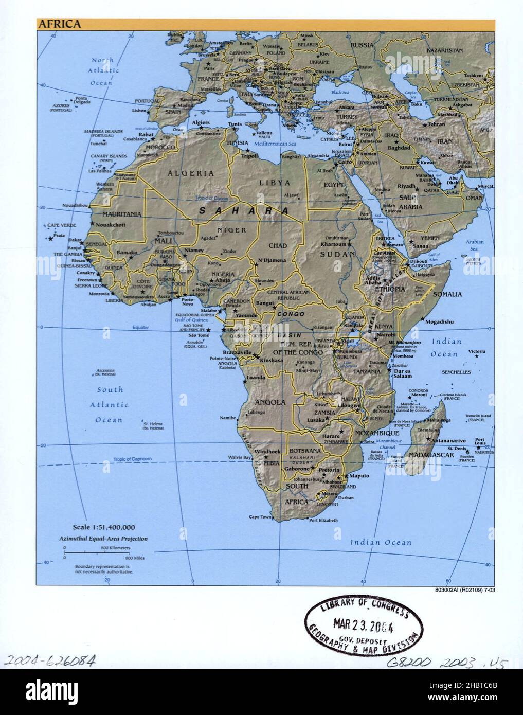 Map of Africa ca. 2003 Stock Photo - Alamy