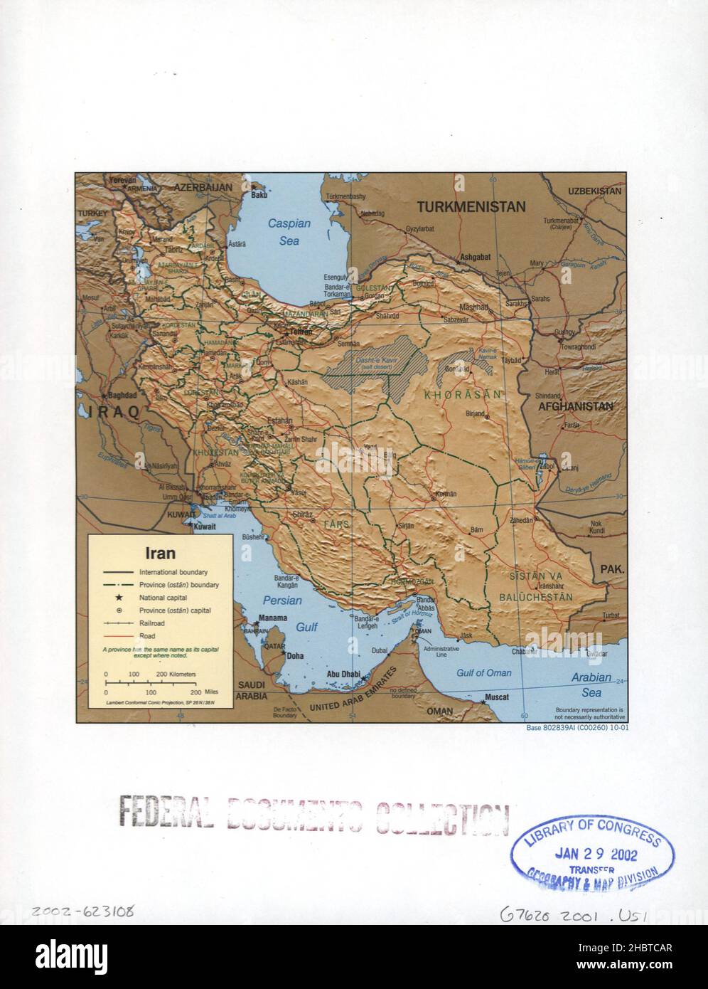 Map of Iran ca. 2001 Stock Photo - Alamy