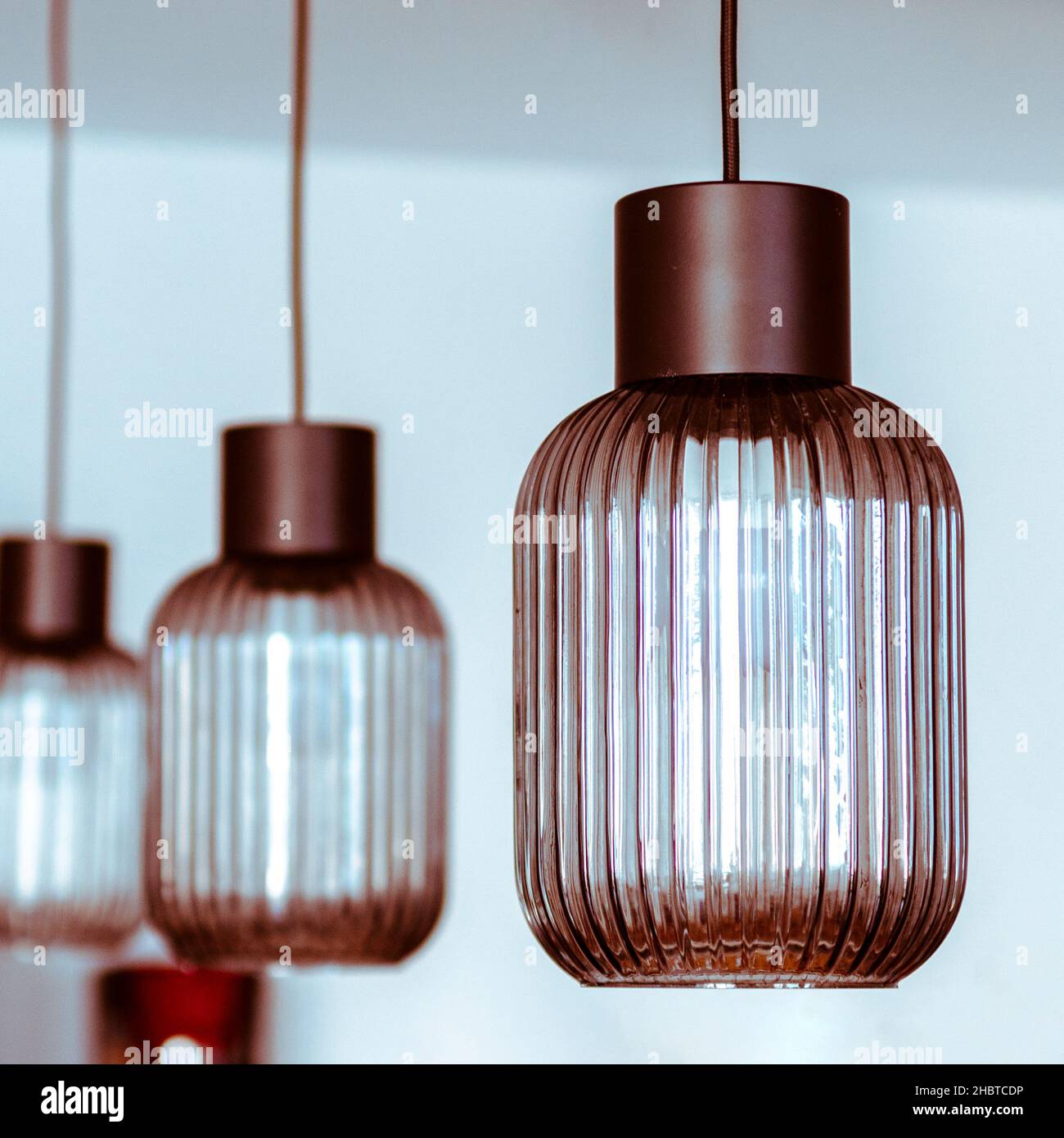 Interior design. Textured glass ceiling lamps in the Scandinavian ...