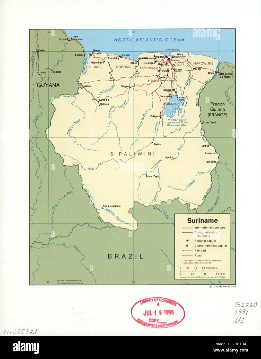 1991 suriname map hi-res stock photography and images - Alamy