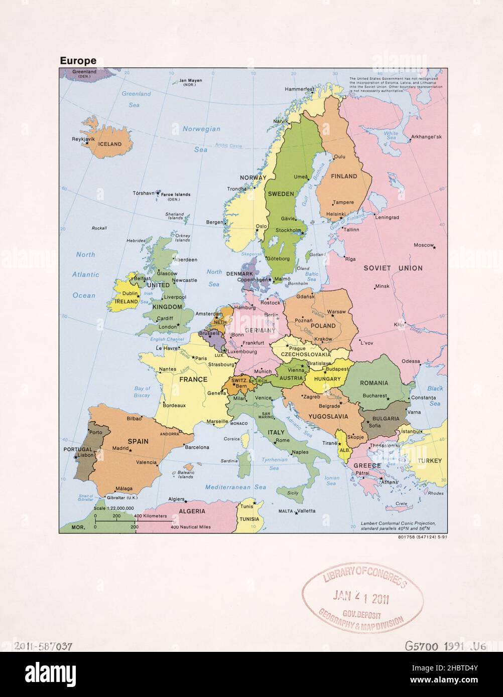 1991 europe map hi-res stock photography and images - Alamy