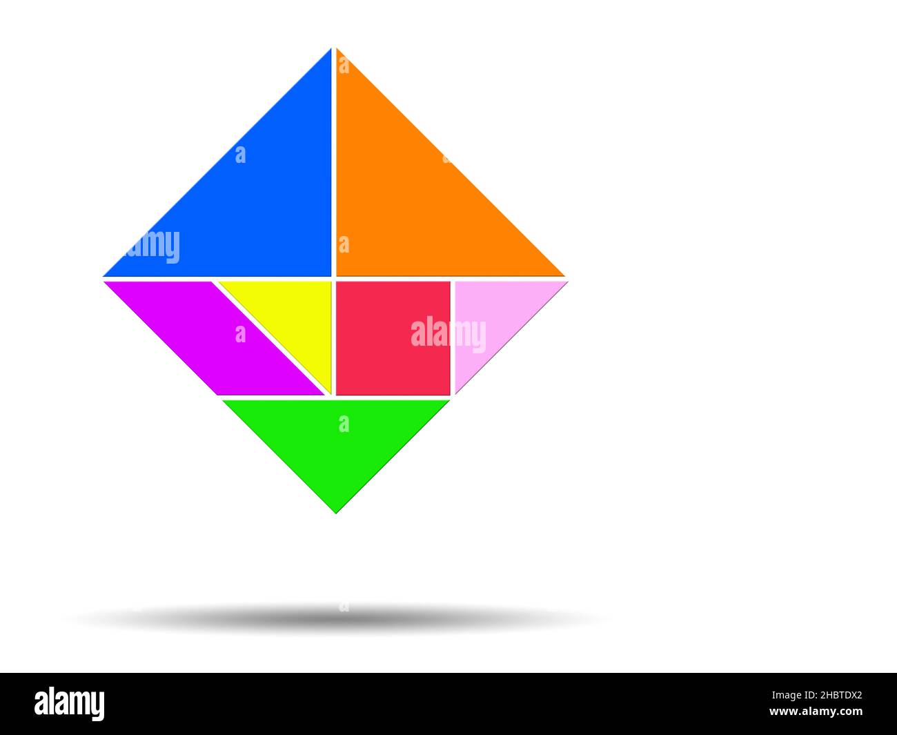 Classic colorful tangram as an 2d-illustration against a white ...
