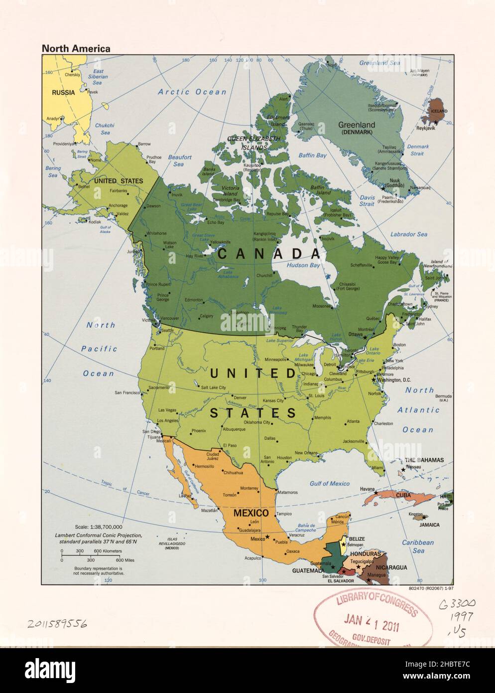 Map of North America ca. 1997 Stock Photo - Alamy