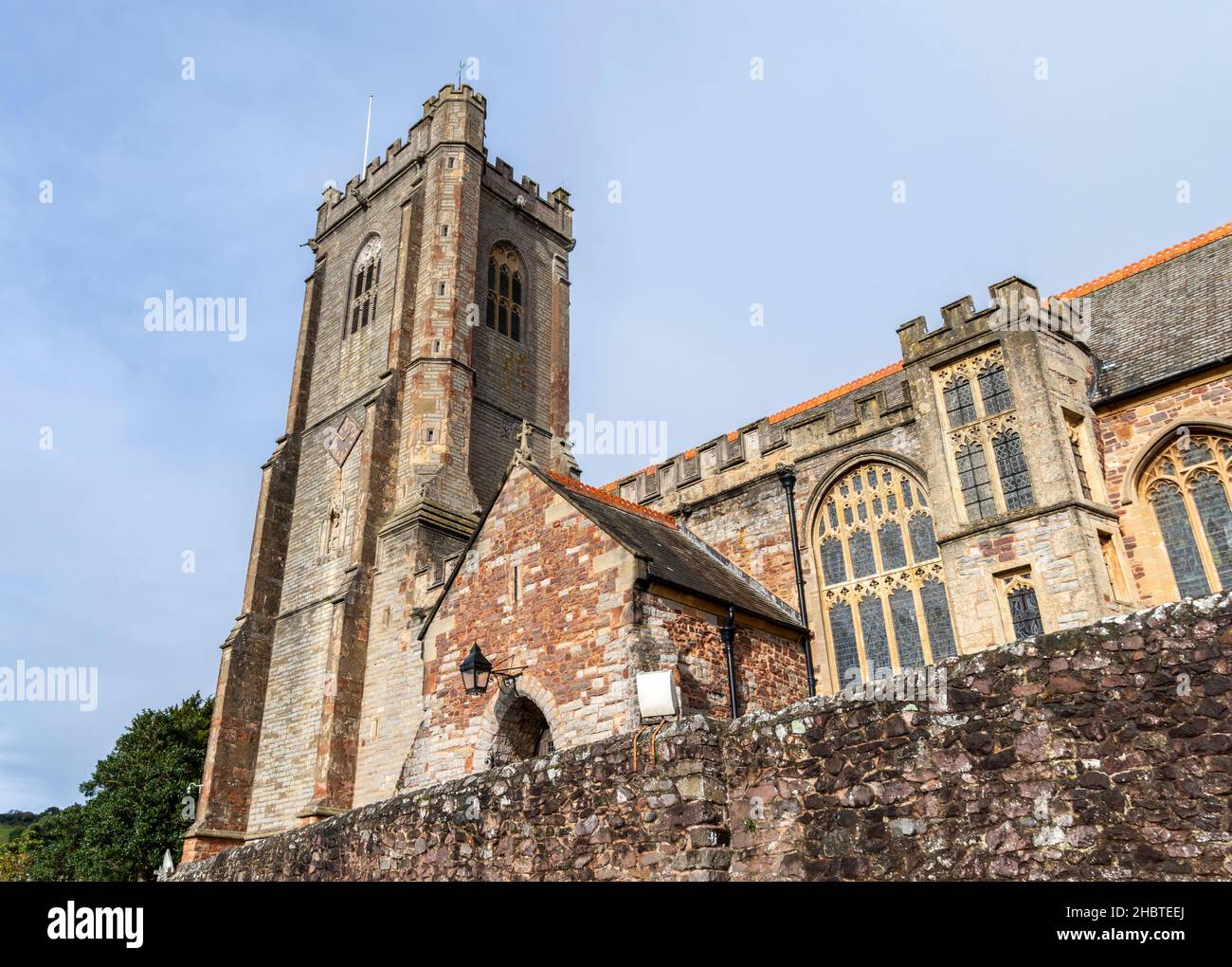 The parish church of Saint Michael, Minehead, Somerset, UK looking up ...