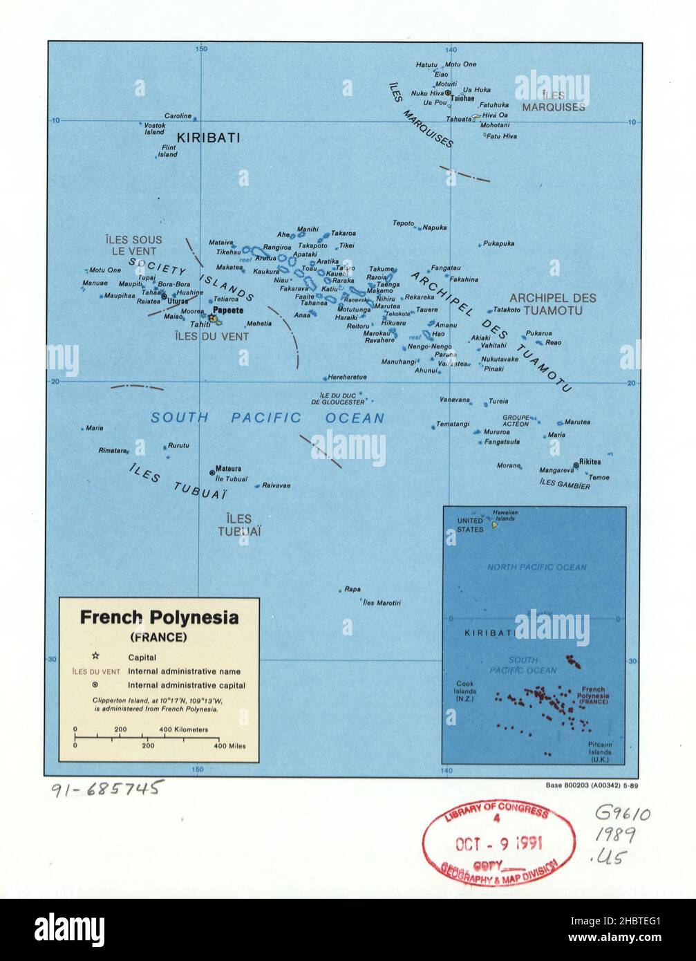 1989 map of french polynesia map hi-res stock photography and images ...