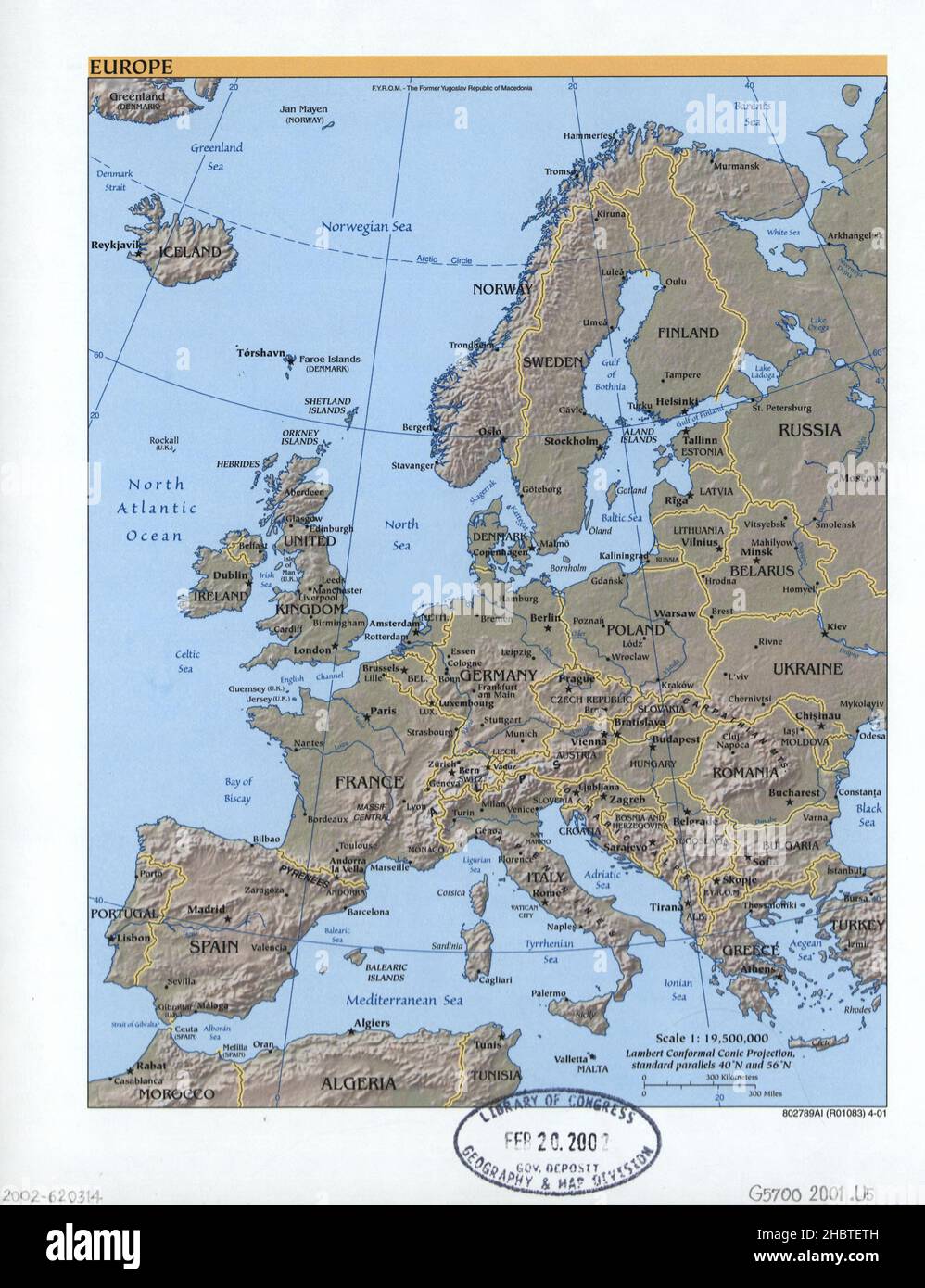 Map of Europe ca. 2001 Stock Photo - Alamy