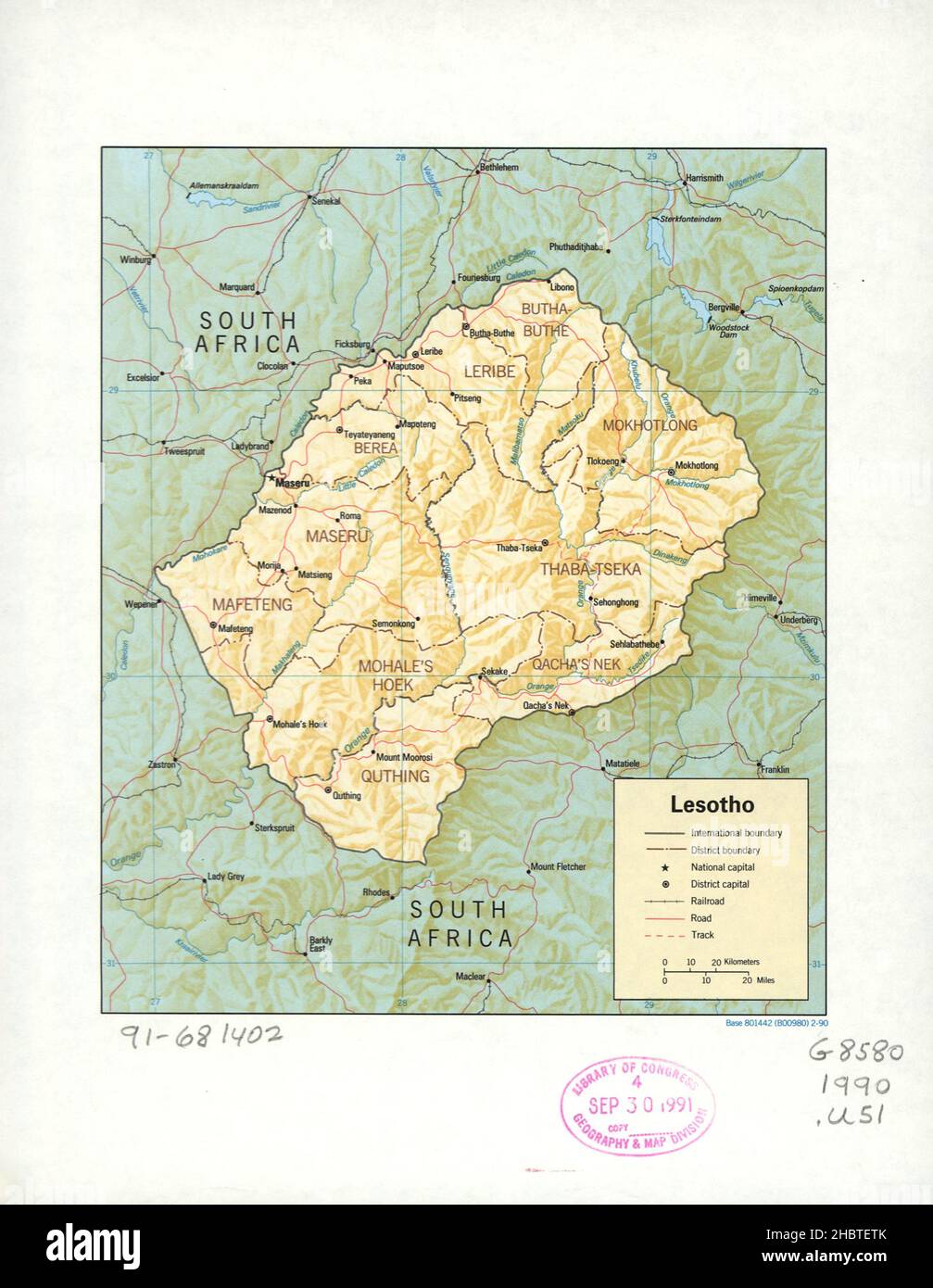 1990 lesotho map hi-res stock photography and images - Alamy