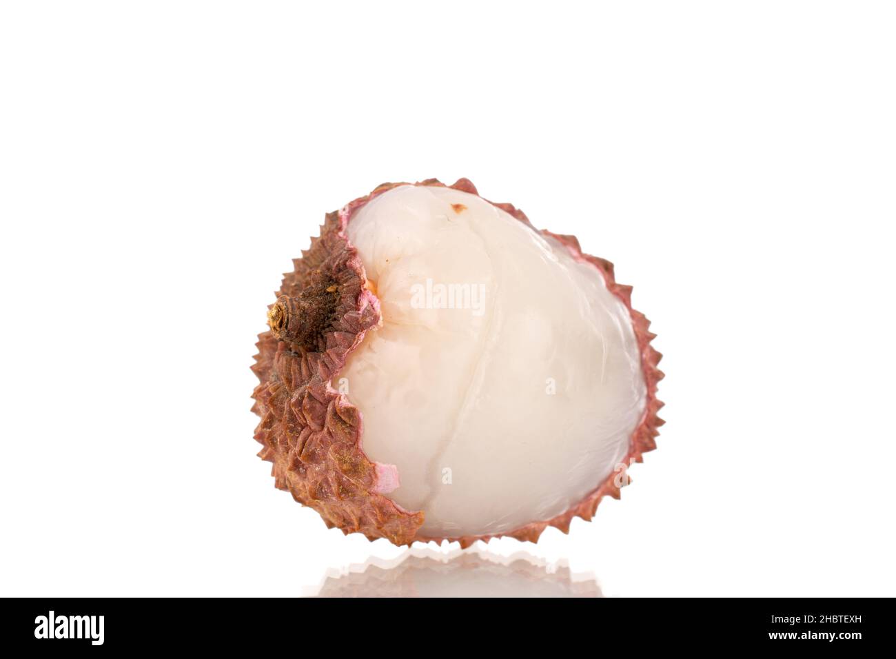 One ripe organic litchi fruit, close-up, isolated on white Stock Photo ...