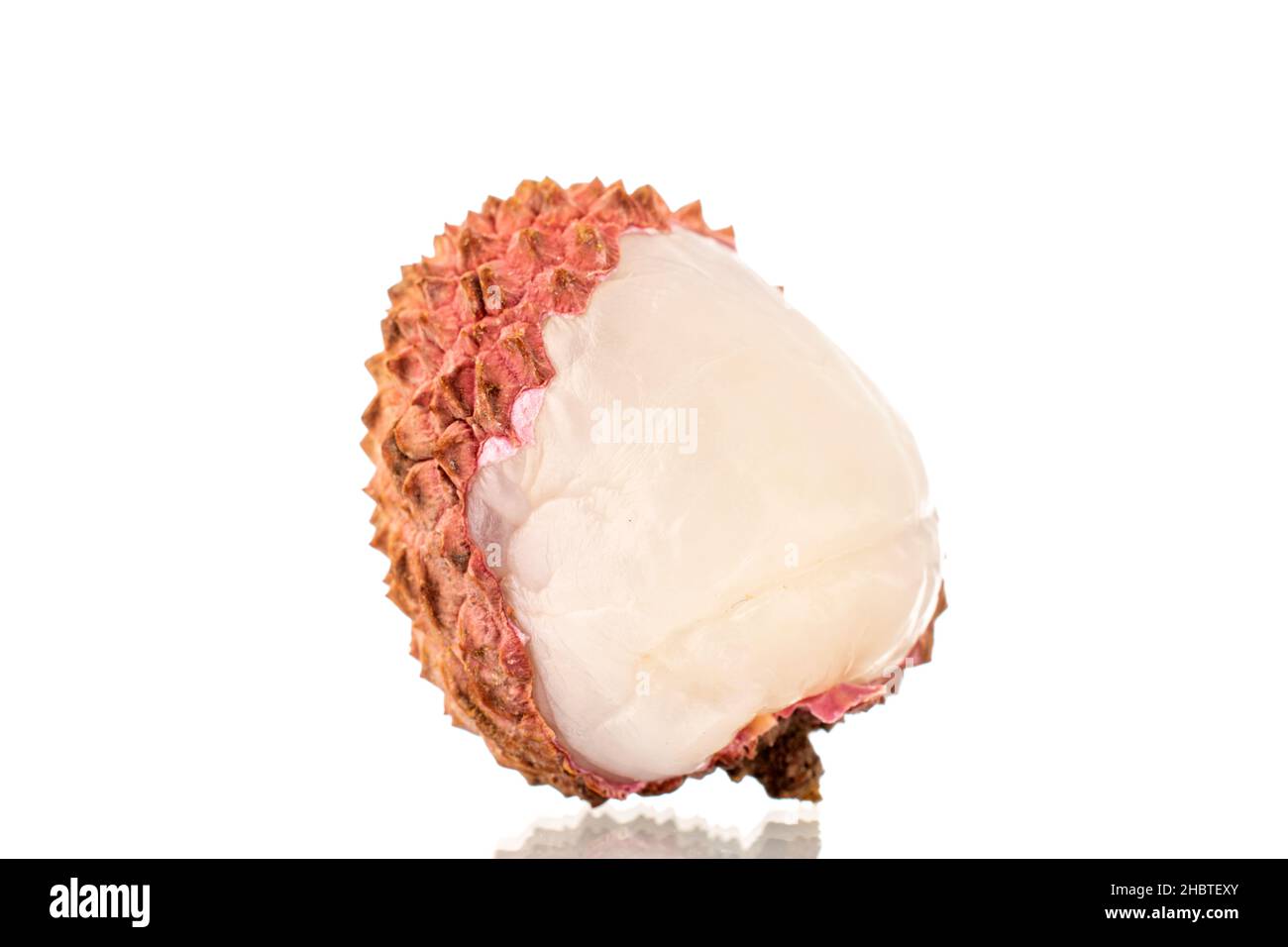 One ripe organic litchi fruit, close-up, isolated on white Stock Photo ...