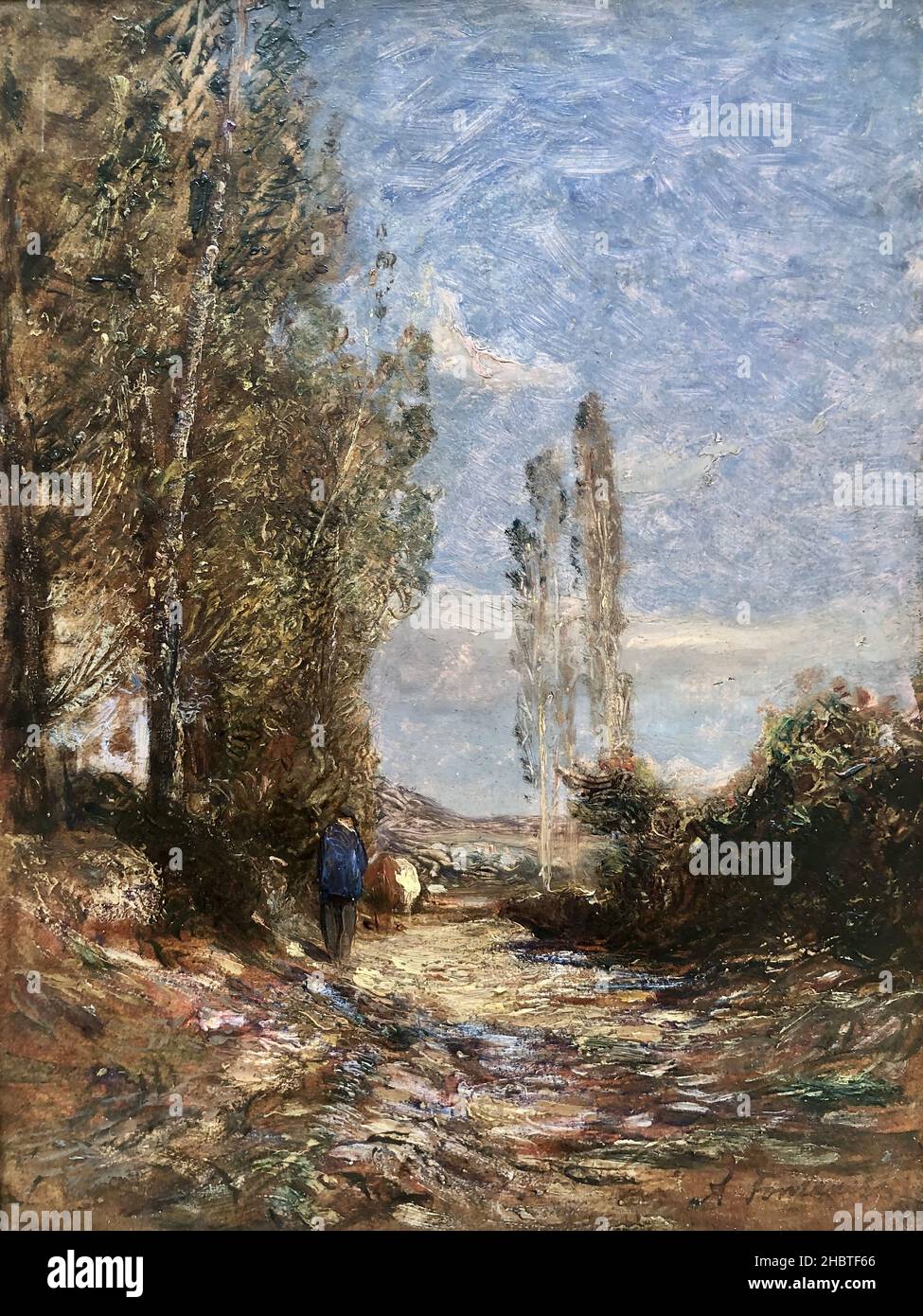 I pioppi - 1868 70 - olio su cartone 32 x 24,5 cm - Fontanesi Antonio ...
