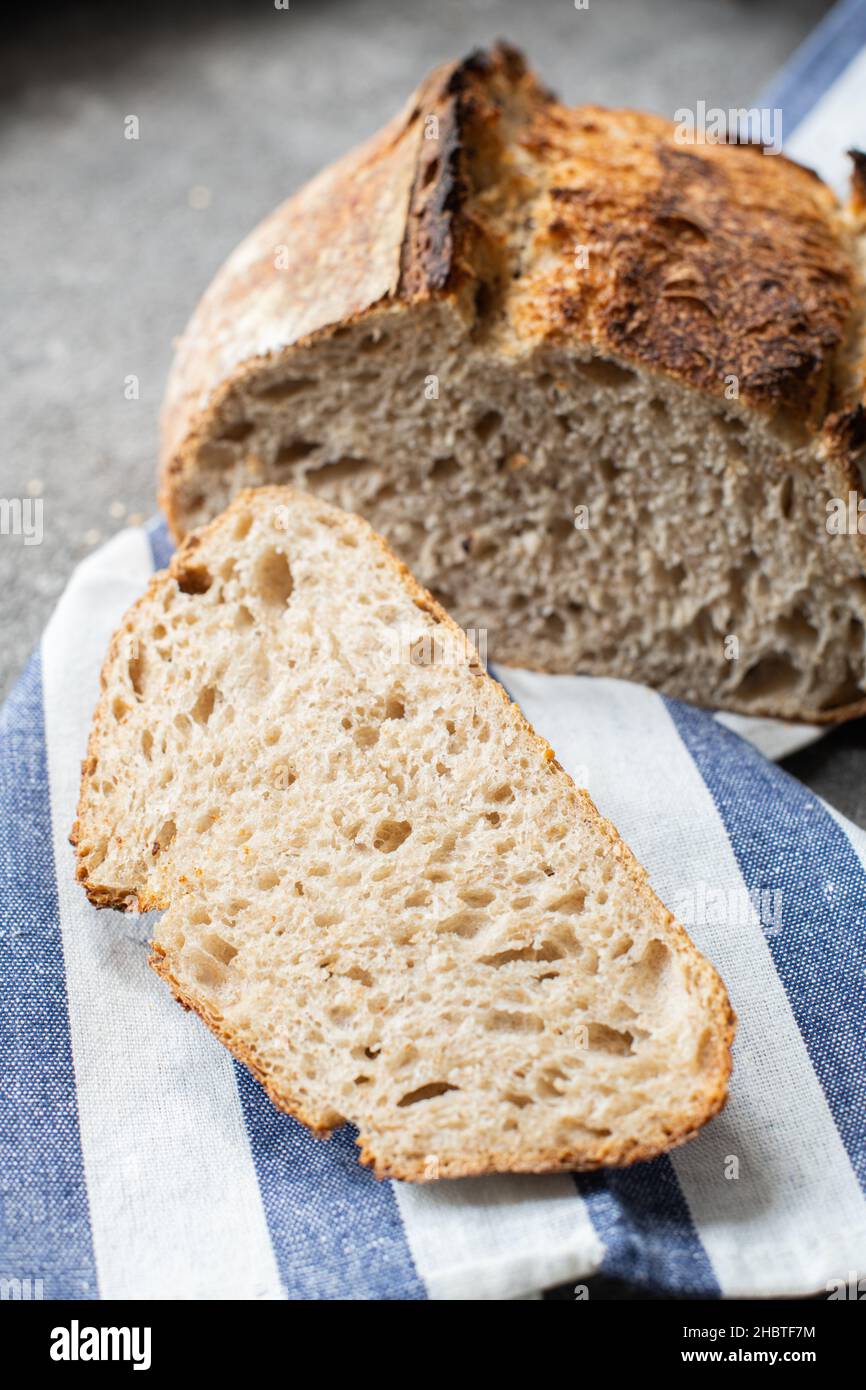 Homemade artisan sourdough whole wheat bread. Healthy bread and organic ...