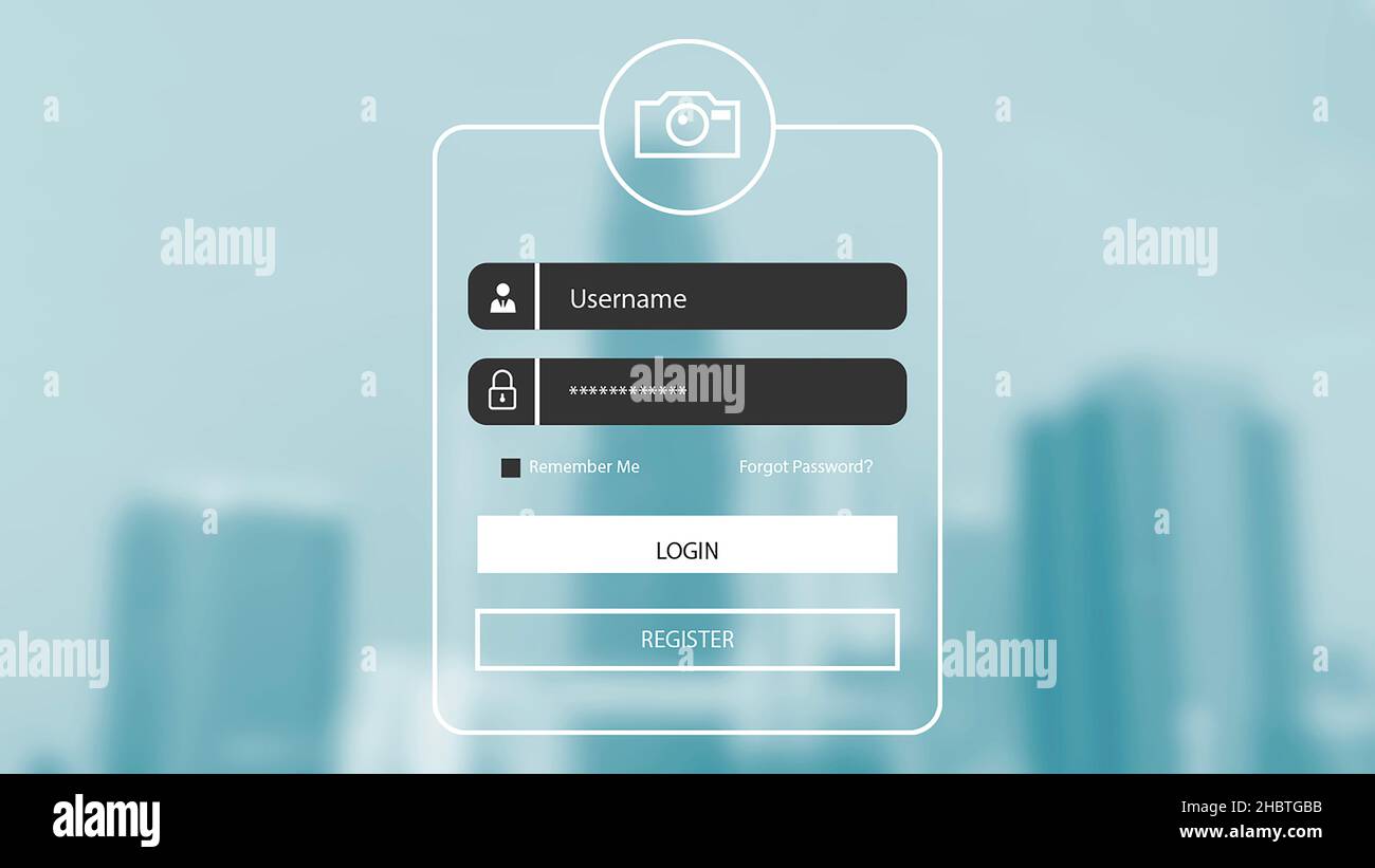 Sign In User Password Privacy Concept with blur building or city ...
