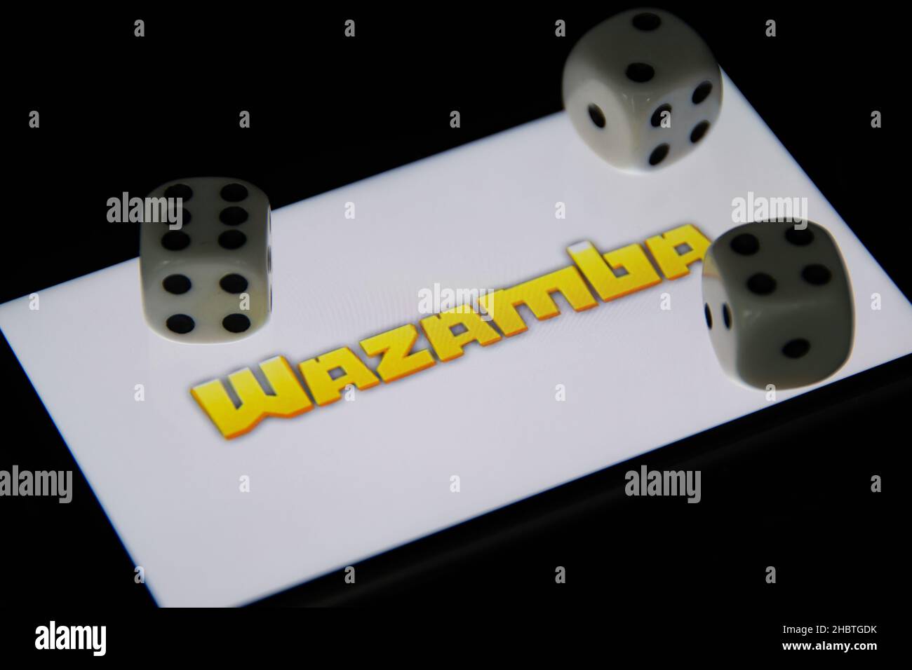 Rheinbach, Germany 4 May 2021, Close-up of the "Wazamba" logo with some ...