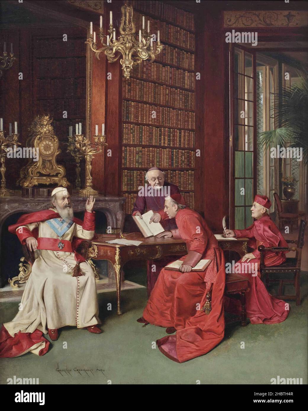 A Russian patriarch visiting cardinals - no date - oil on wood 67,5 x ...