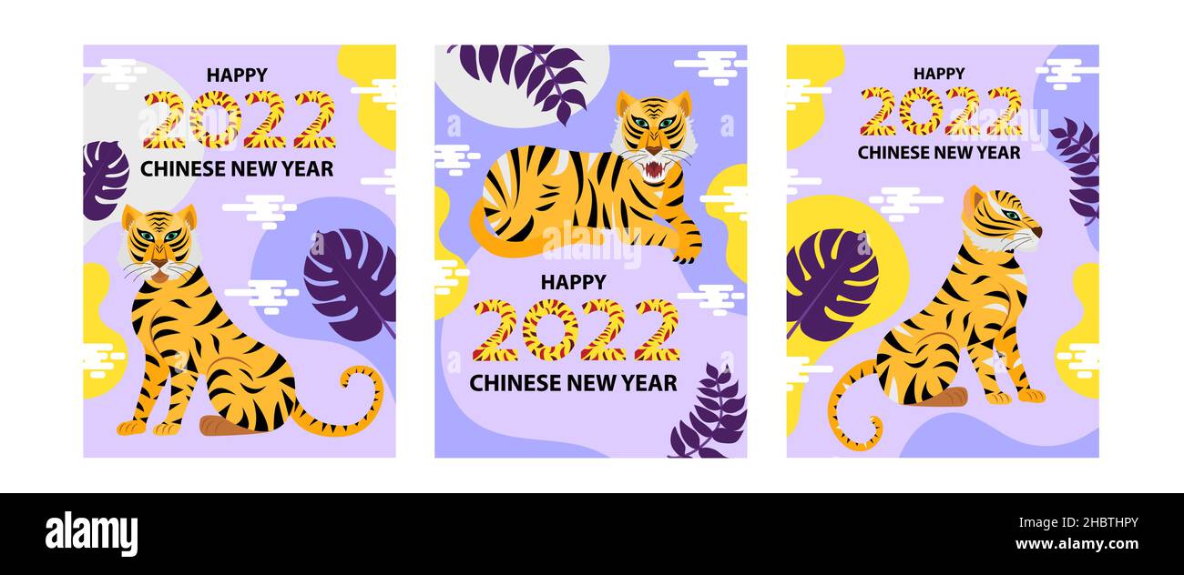 2022. Year of the tiger. Modern poster for the new year for according ...