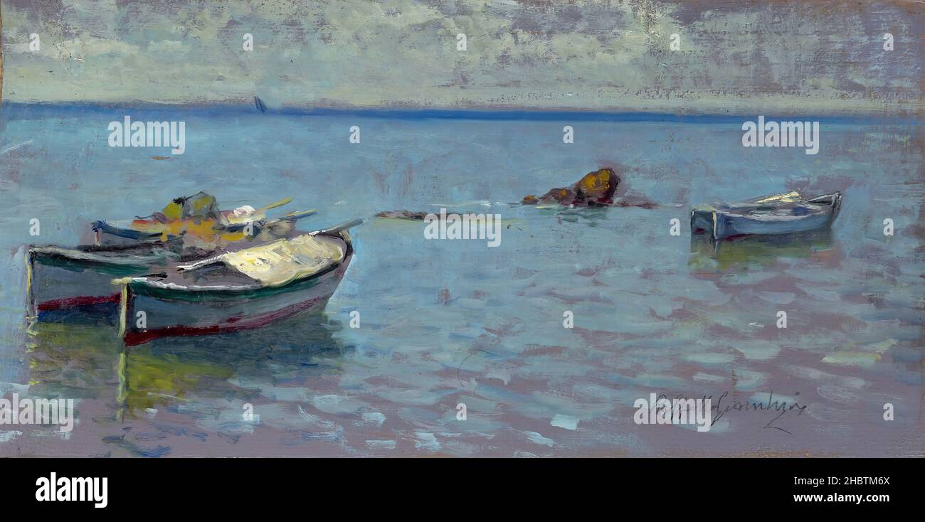 Gambogi Raffaello - Private Collection - Barche - no date - oil on wood ...