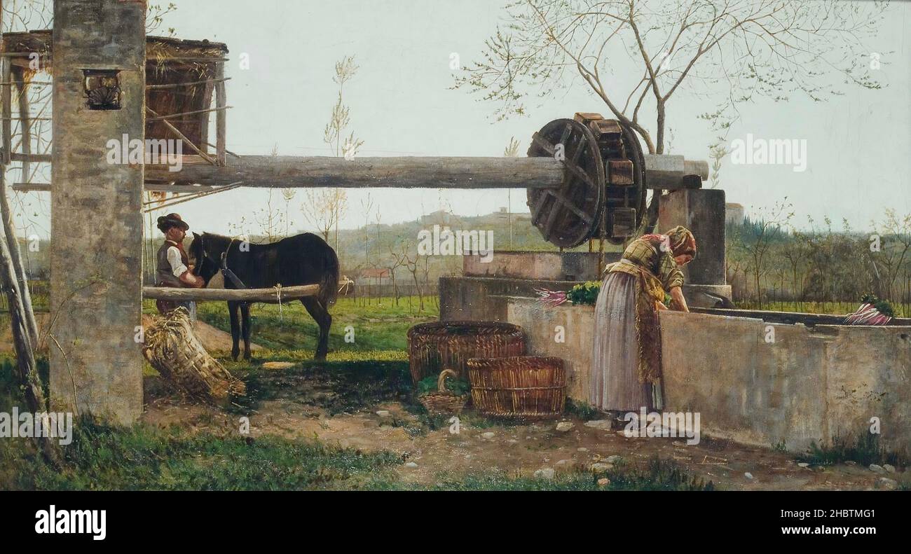 Il bindolo - 1863 - oil on canvas 44,5 x 78 cm - Lega Silvestro Stock Photo - Alamy