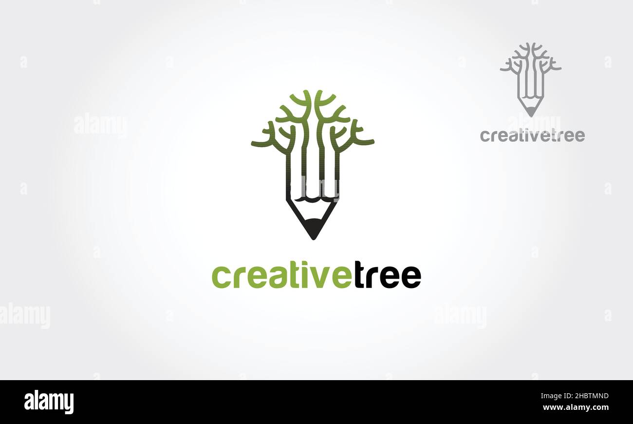 Creative Pencil Tree Vector Logo Illustration. Vector design elements ...