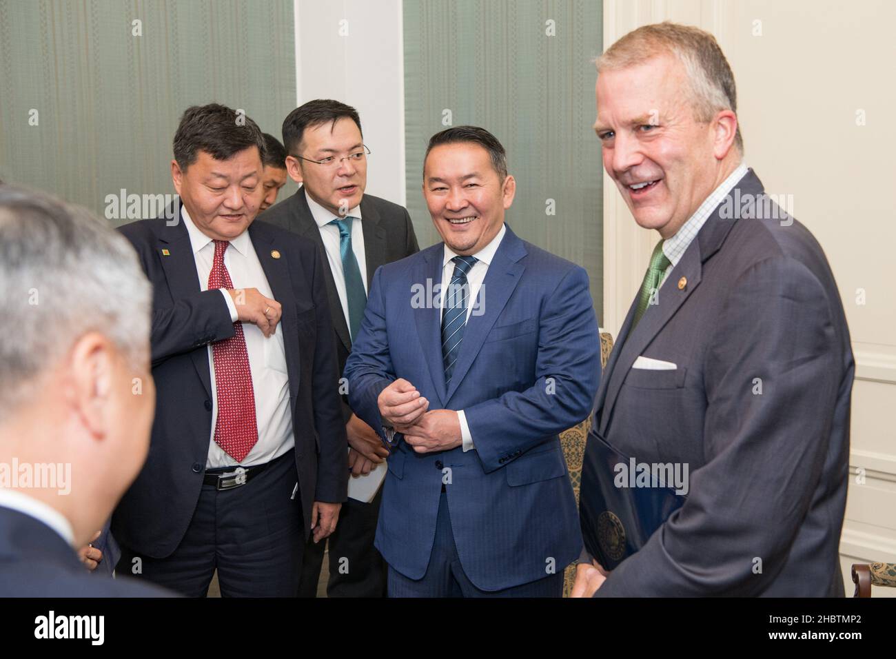 Khaltmaagiin Battulga with Senator Dan Sullivan ca. 31 July 2019 Stock ...