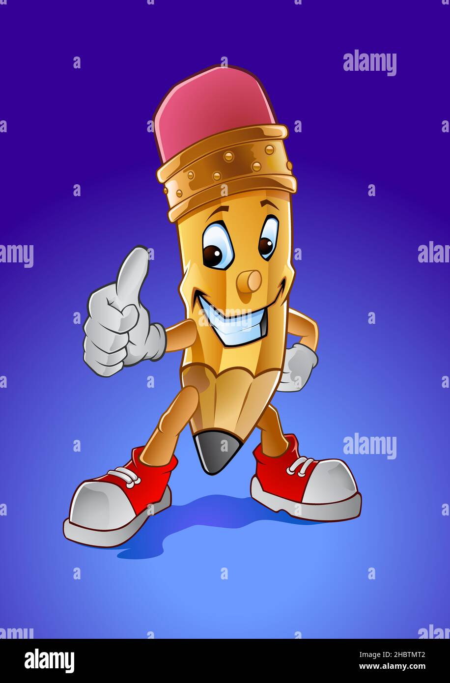 Illustration of a happy fun pencil cartoon character drawing, smiling ...