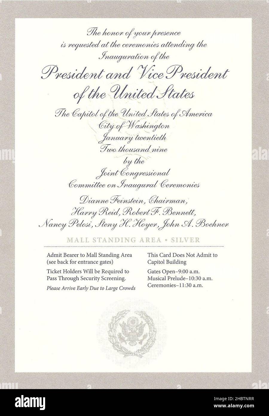 Public invitation to inaugural ceremony hi-res stock photography and ...