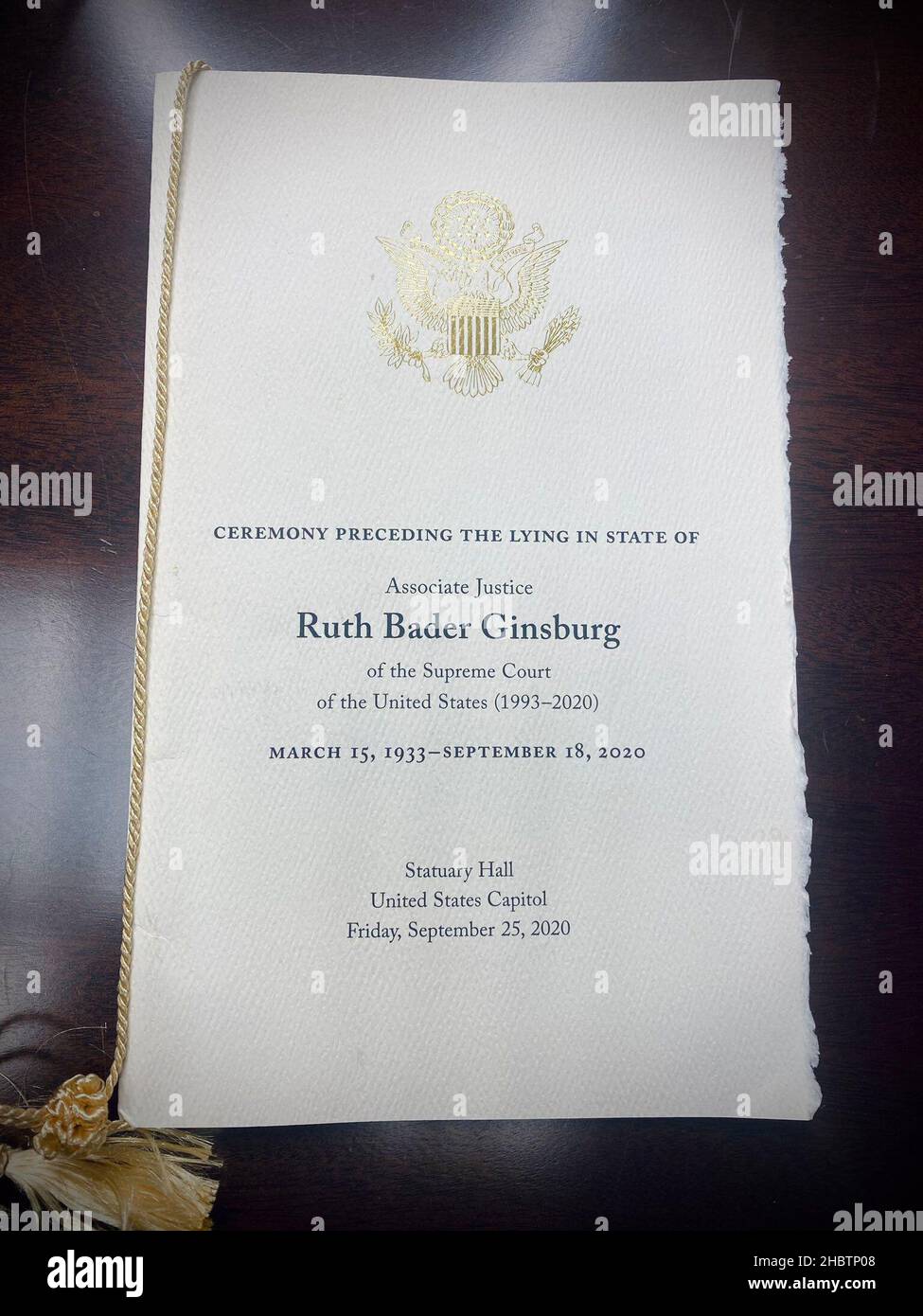 Ruth bader ginsburg funeral program hi-res stock photography and images ...