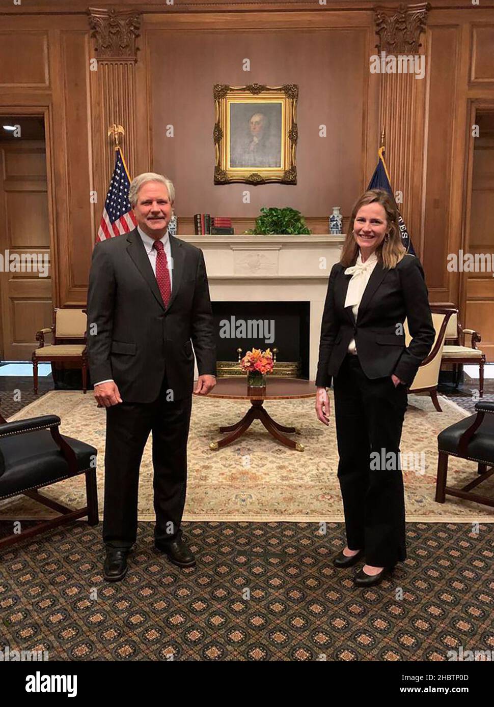 Senator John Hoeven and Amy Coney Barrett ca. 1 October 2020 Stock ...