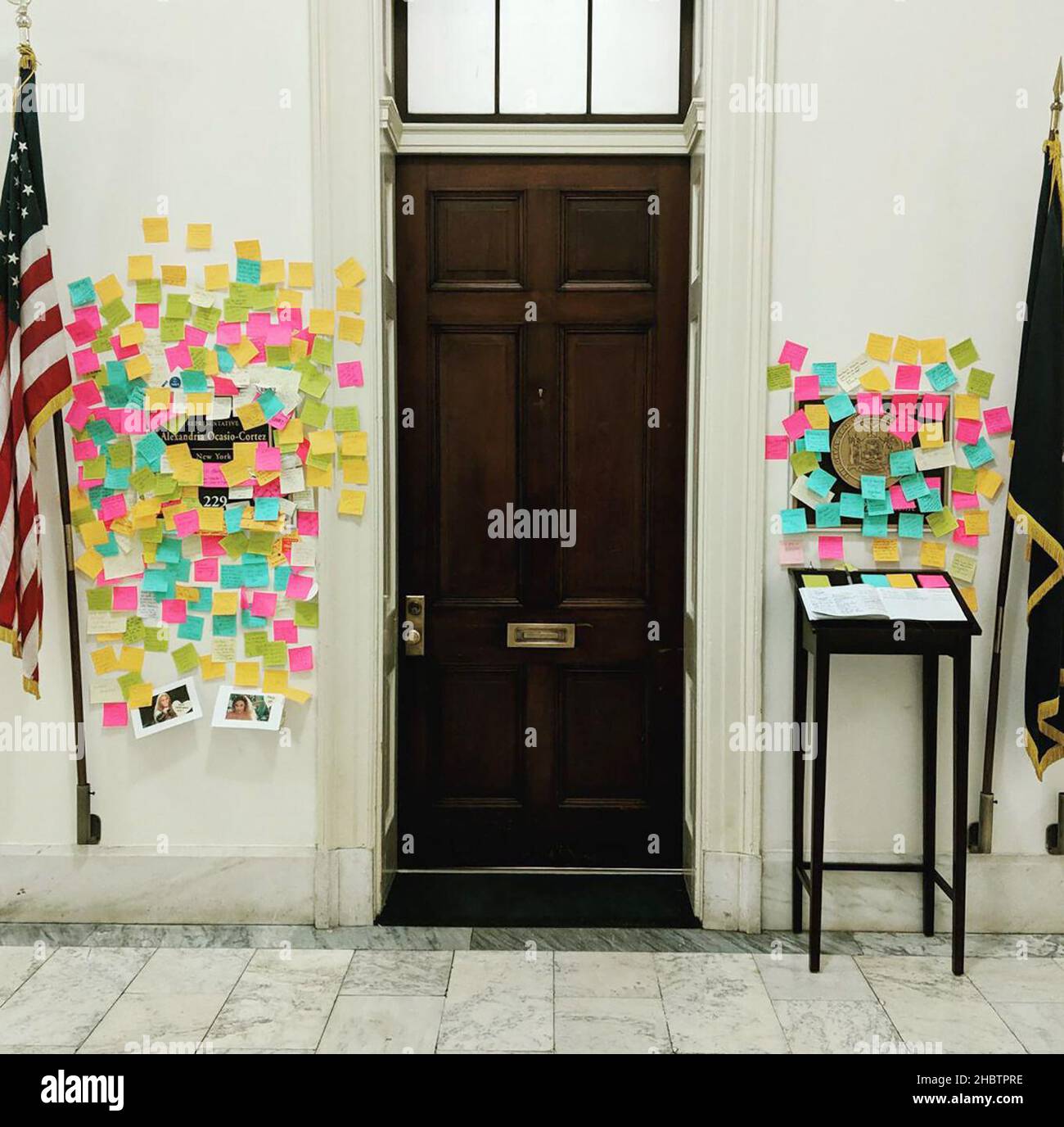 Supporters of U.S. Rep. Alexandria Ocasio-Cortez (D-N.Y.) covered the ...