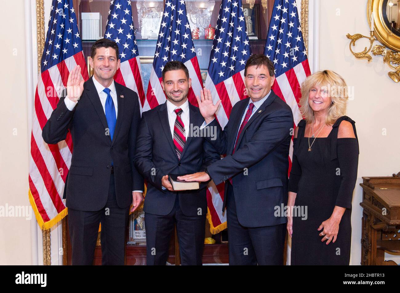US Congressman Troy Balderson (R-Ohio) is sworn into office by House ...