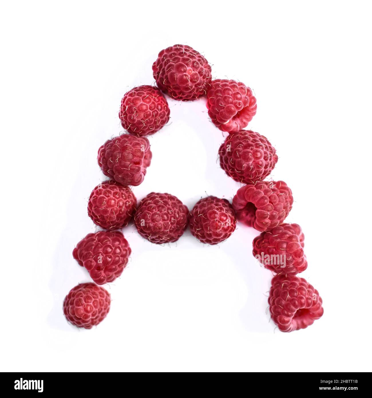 The letter A of the english alphabet of red ripe raspberries, , isolate ...