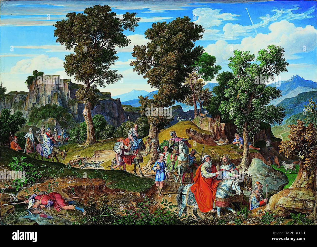Joseph Anton Koch - Serpentara Landscape with the Procession of the ...